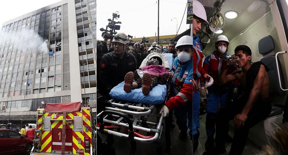Rescatan a 10 personas del incendio en edificio del centro de Lima ...